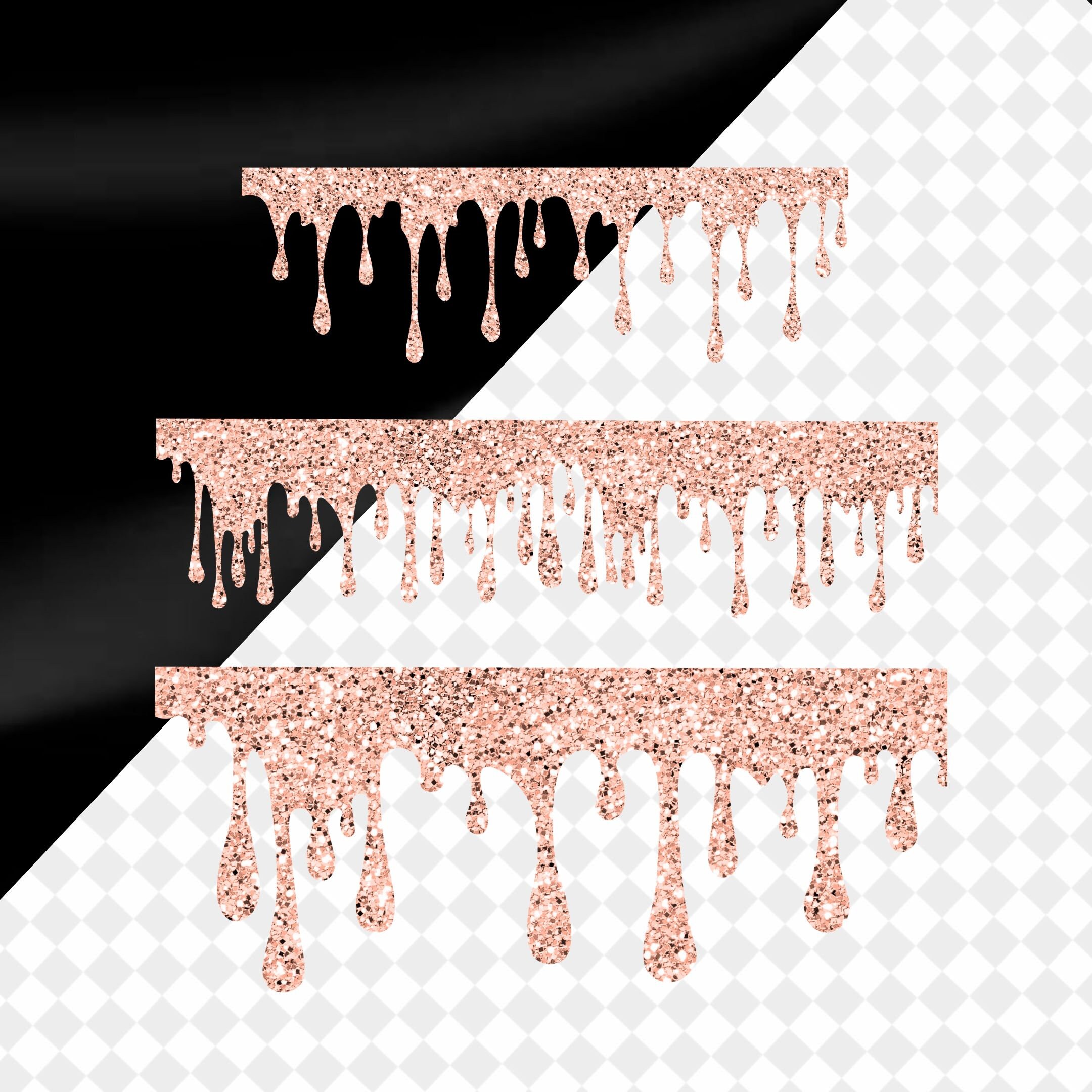 Dripping Rose Gold Clipart - Rose Gold Glitter Drips Like Frosting With ...