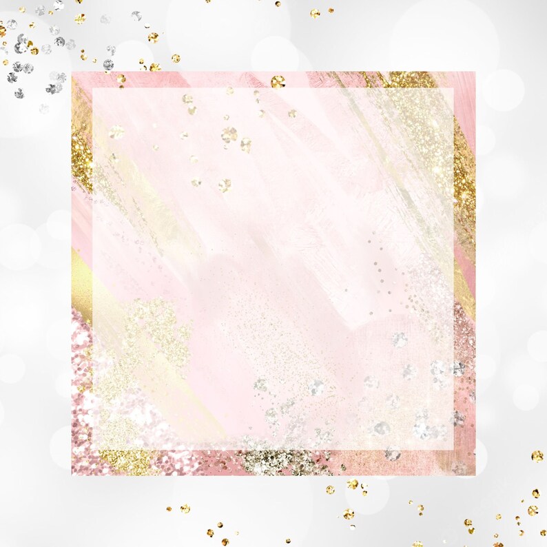 Pink Watercolor Gold Square Clipart | Glitter Border Frame | Pink Gold ...