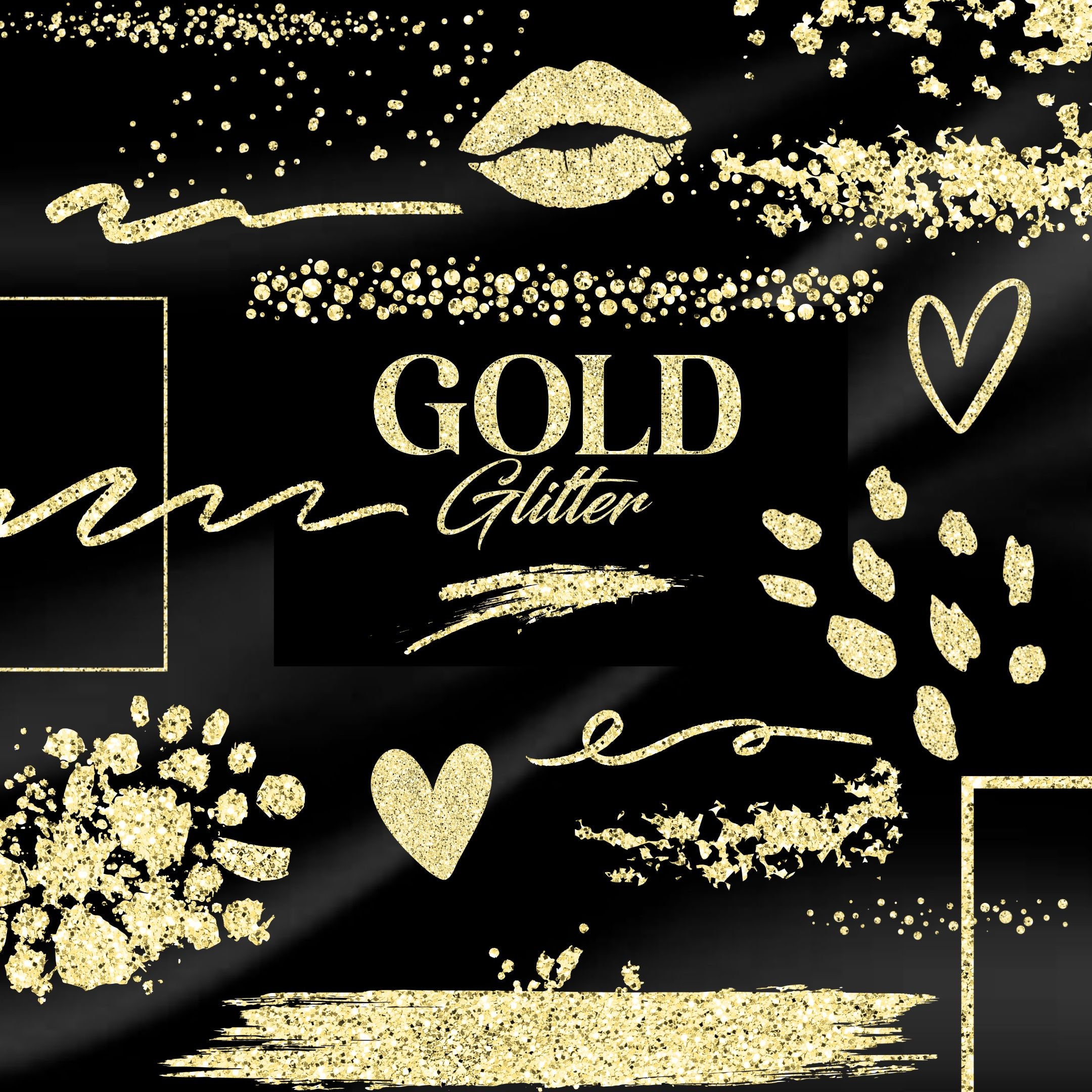 Gold Glitter Clipart - Glitter Story Stickers - Glitter Overlays Gold ...