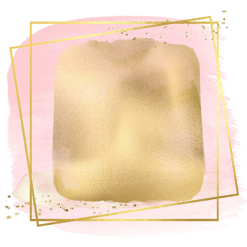 Pink Watercolor Gold Square Clipart | Glitter Border Frame | Pink Gold ...