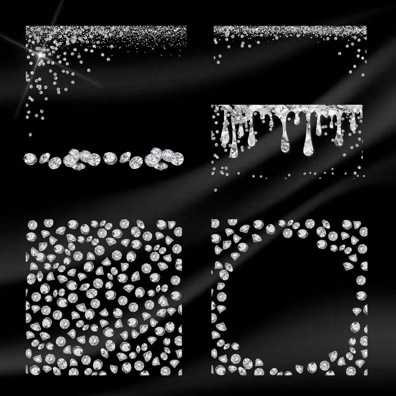 Diamond Clip Art, Diamond Overlays, Diamond Confetti, Rhinestone ...