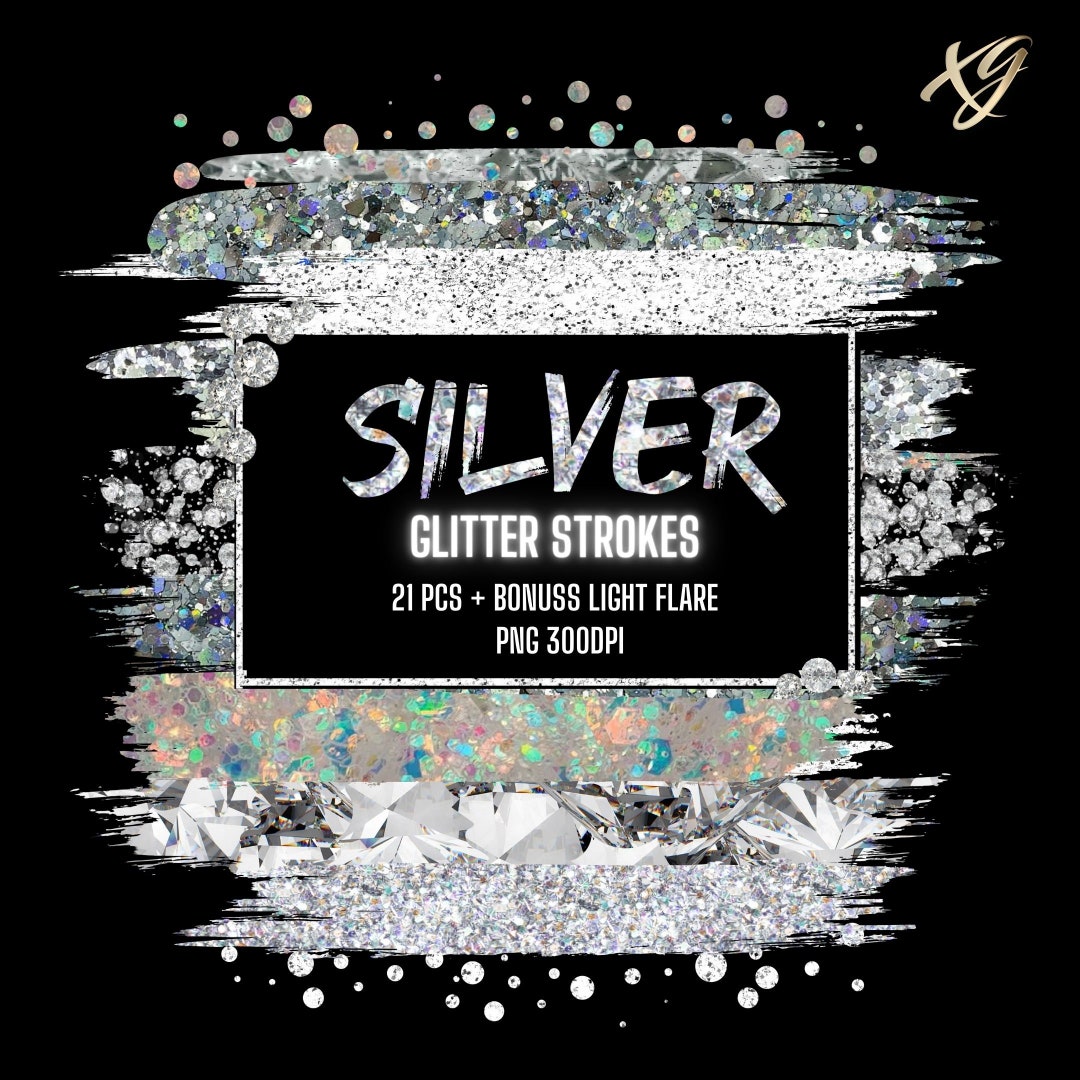 Silver Brush Strokes, Glitter Brush Strokes, Silver Paint Brush Strokes ...