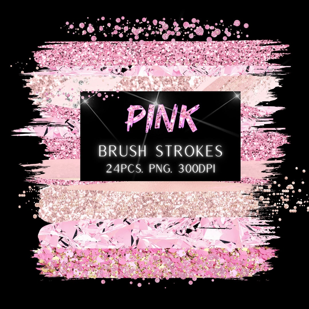 Pink Glitter Paint Brush Stroke, Pink Stroke Png, Glitter Pink Stroke ...