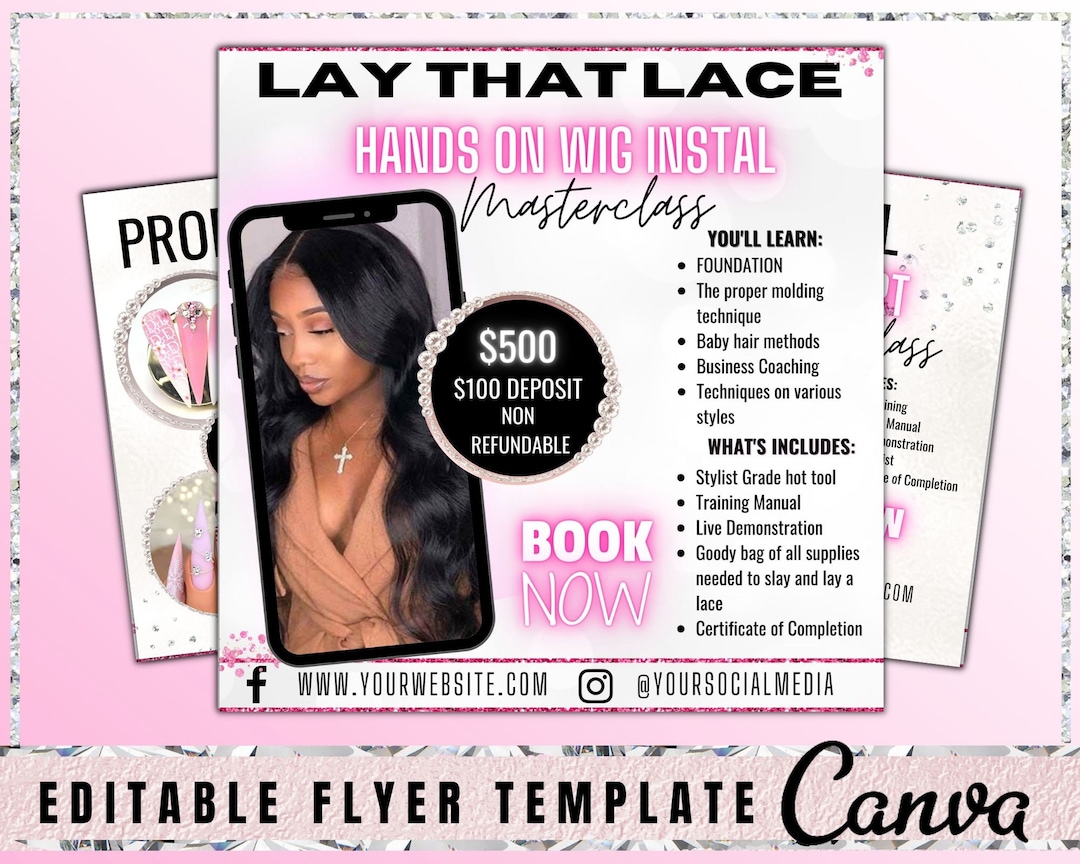 DIY Wig Virtual Class Flyer, Wig Training Flyer, Wig 101 Course Flyer ...