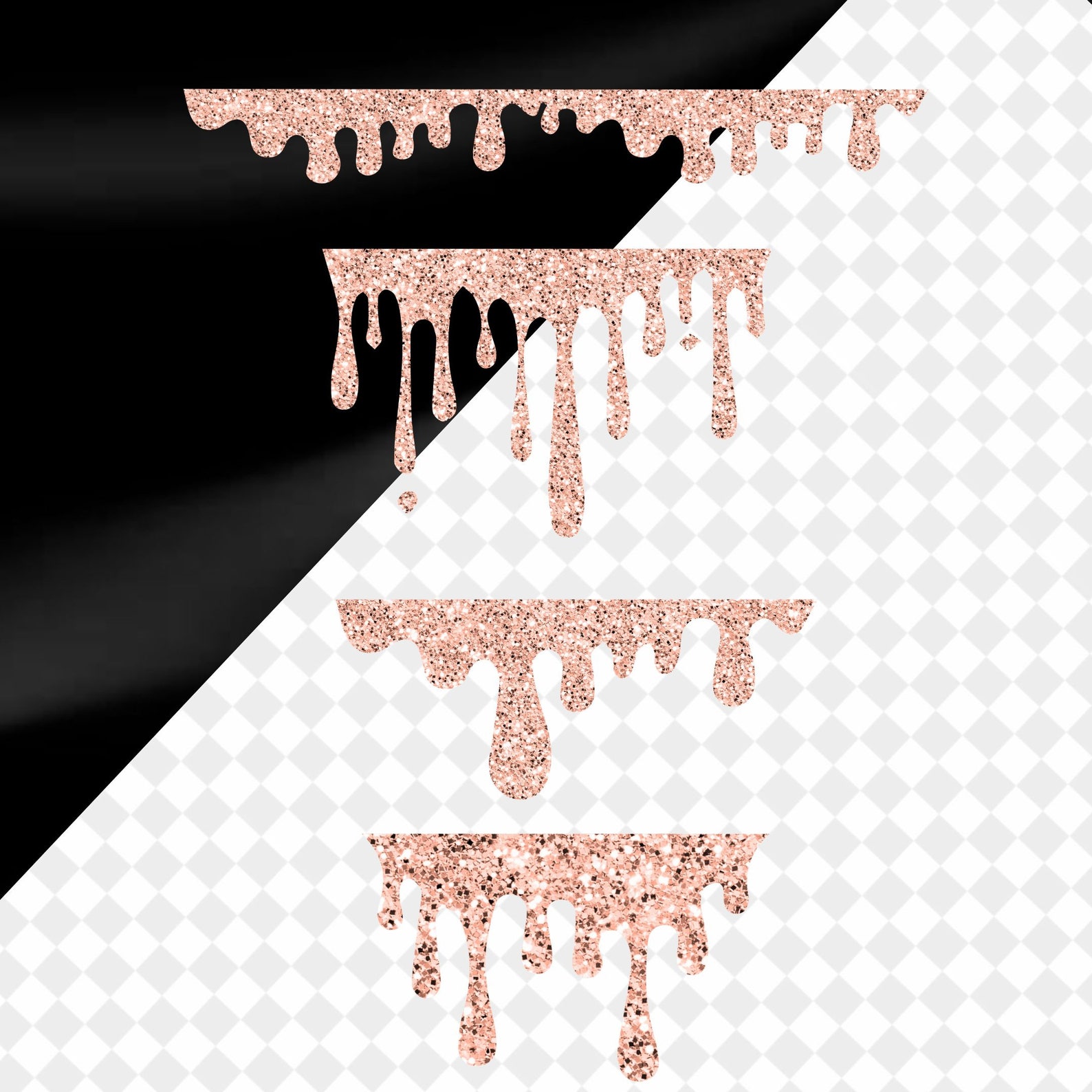 Dripping Rose Gold Clipart - Rose Gold Glitter Drips Like Frosting With ...