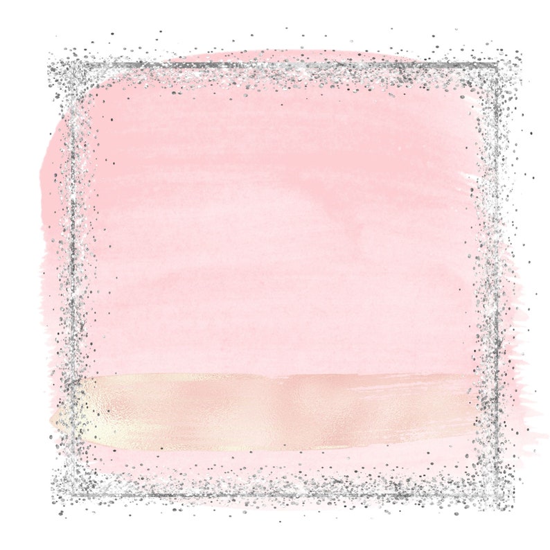 Silver Watercolor Silver Square Clipart | Glitter Border Frame | Pink ...