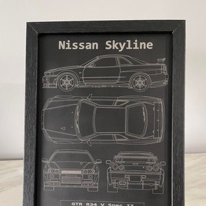 Nissan Skyline R34 GT-R Blueprint Wall Art - Etsy Australia