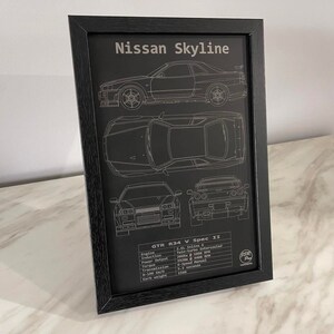 Nissan Skyline R34 GT-R Blueprint Wall Art - Etsy Australia