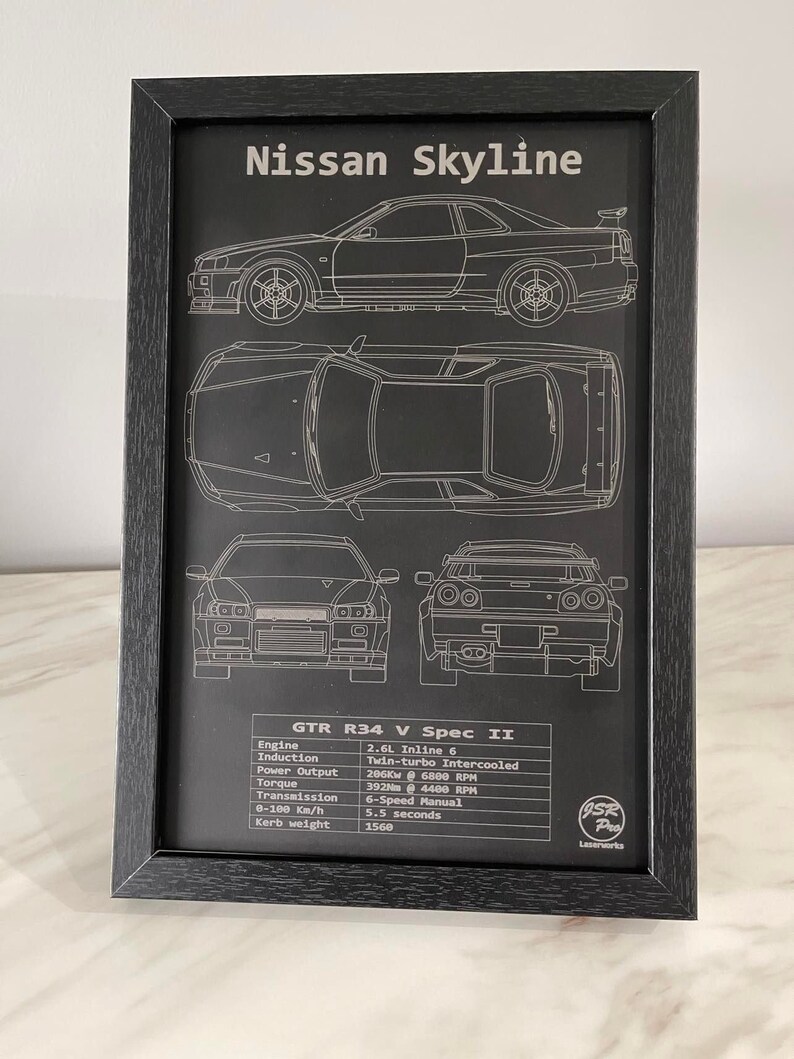 Nissan Skyline R34 GT-R Blueprint Wall Art - Etsy Australia