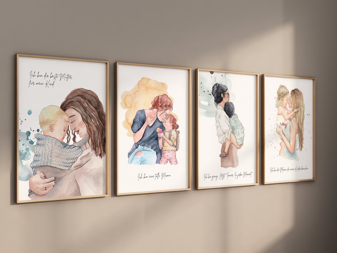 Set of 4 Affirmation Posters for Mothers Mother and Child Pictures ...