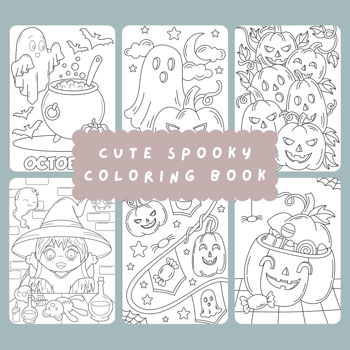 Coloring Book, Cute Spooky Coloring Pages, Kids Coloring Book, Fun and ...