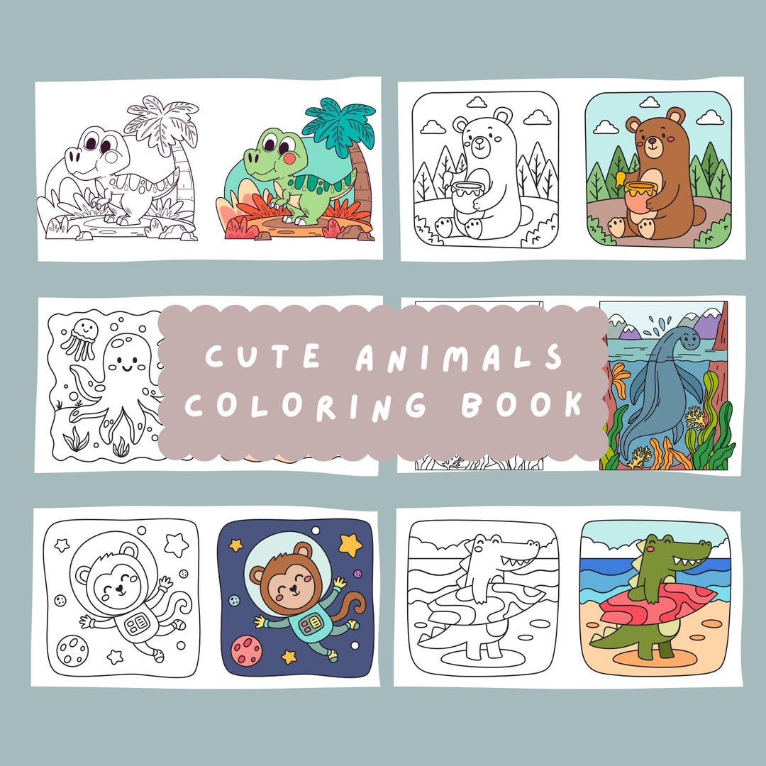 Coloring Book for Kids, Cute Animals Coloring Pages, Coloring Book, Fun ...
