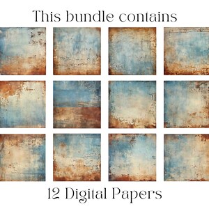 Rustic Blue & Brown Digital Paper: Vintage Distressed Textures (digital ...