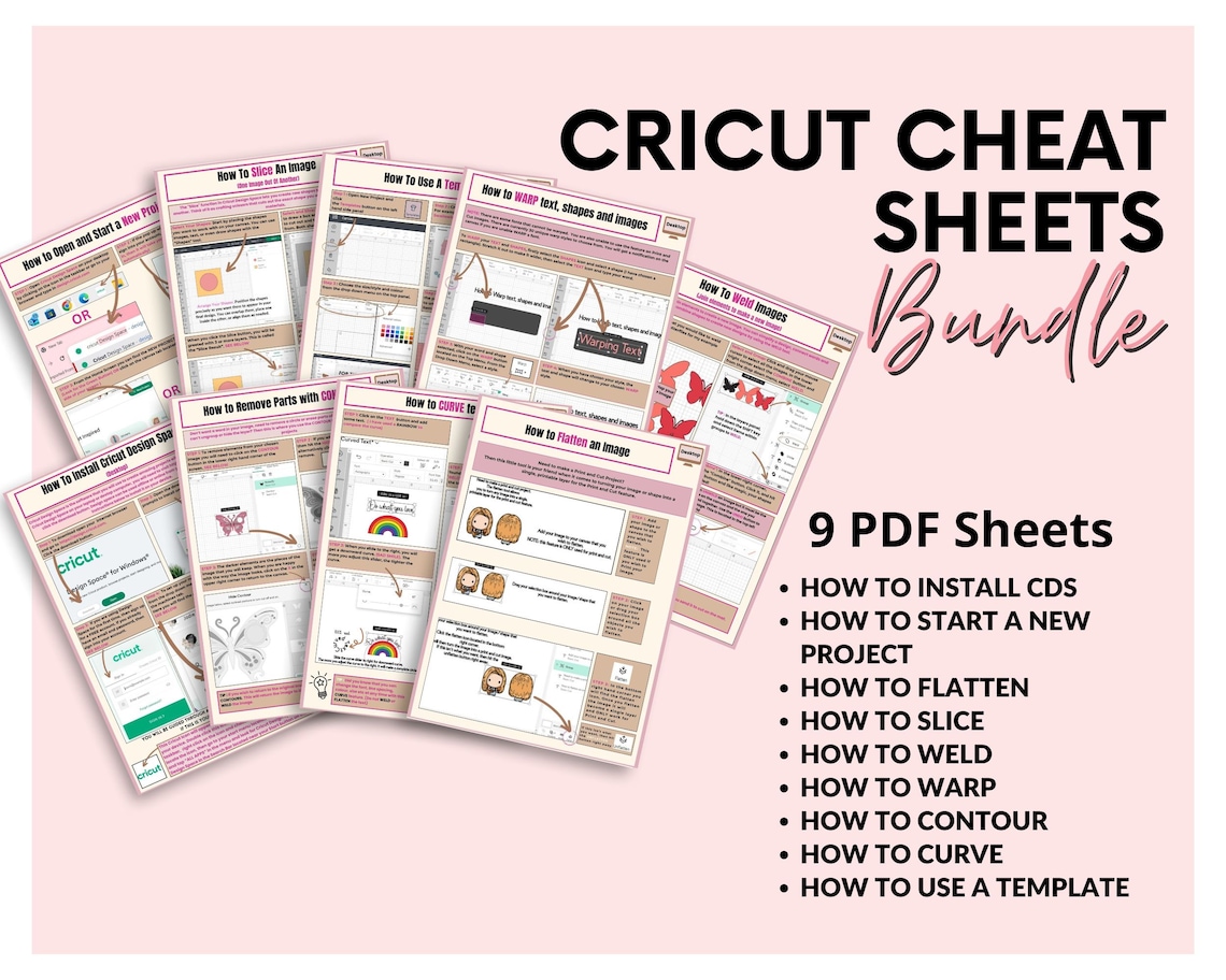 Cricut Cheat Sheets | Instant Download | Cricut Design Space | - Etsy