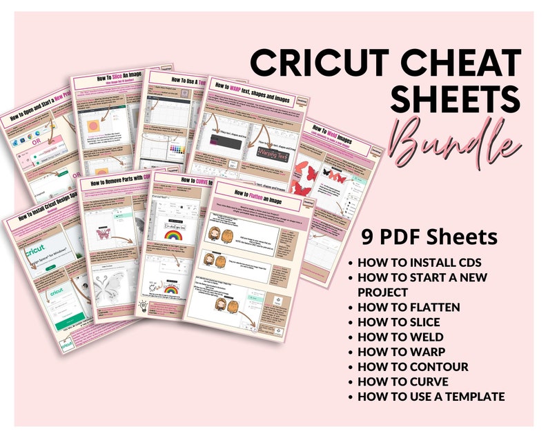Cricut Cheat Sheets | Instant Download | Cricut Design Space | - Etsy