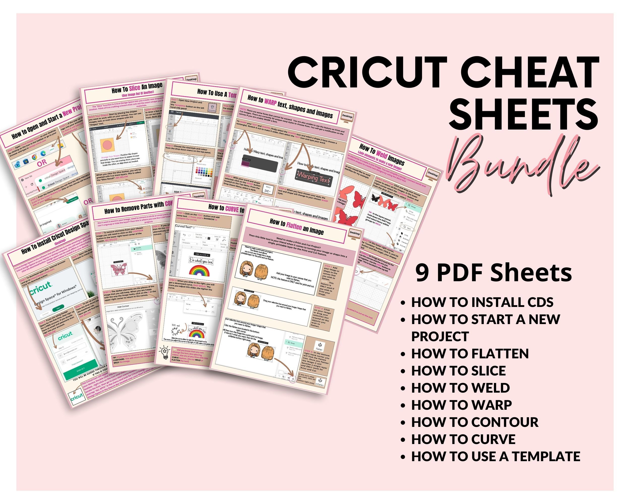 Cricut Cheat Sheets | Instant Download | Cricut Design Space | - Etsy
