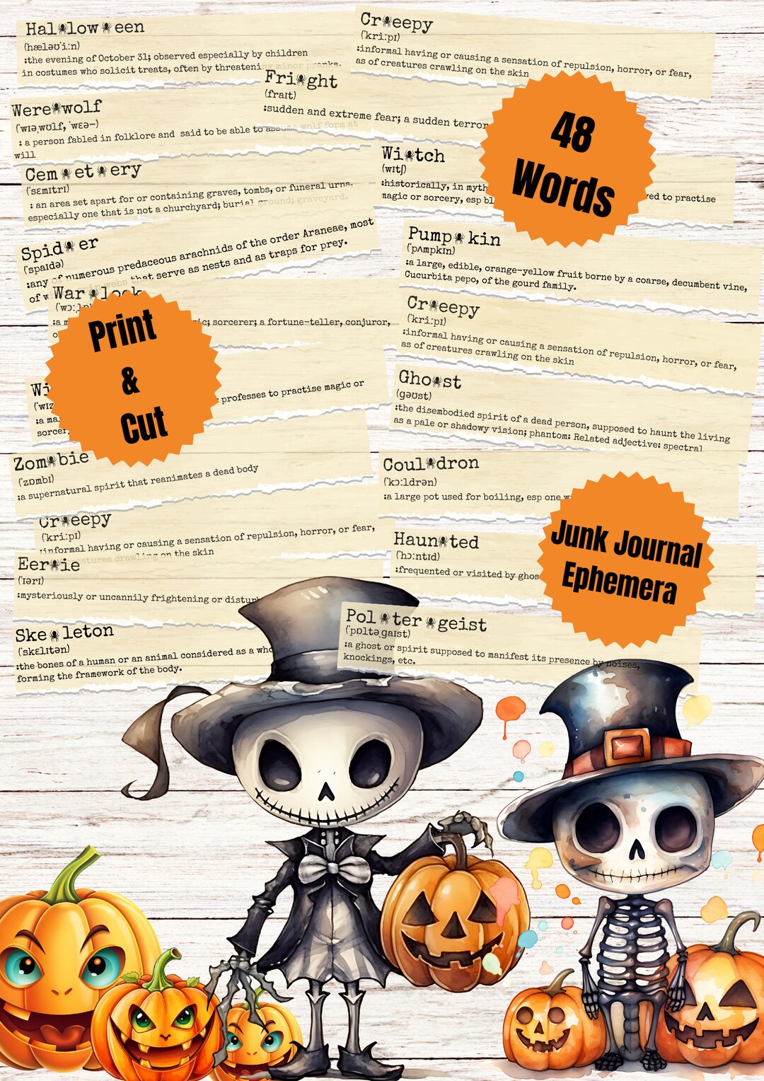 Halloween Definition Dictionary Words | Printable | Junk Journal ...