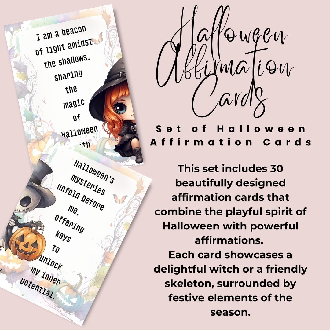 Halloween Affirmation Cards | Set of 30 | Positivity and Empowerment ...