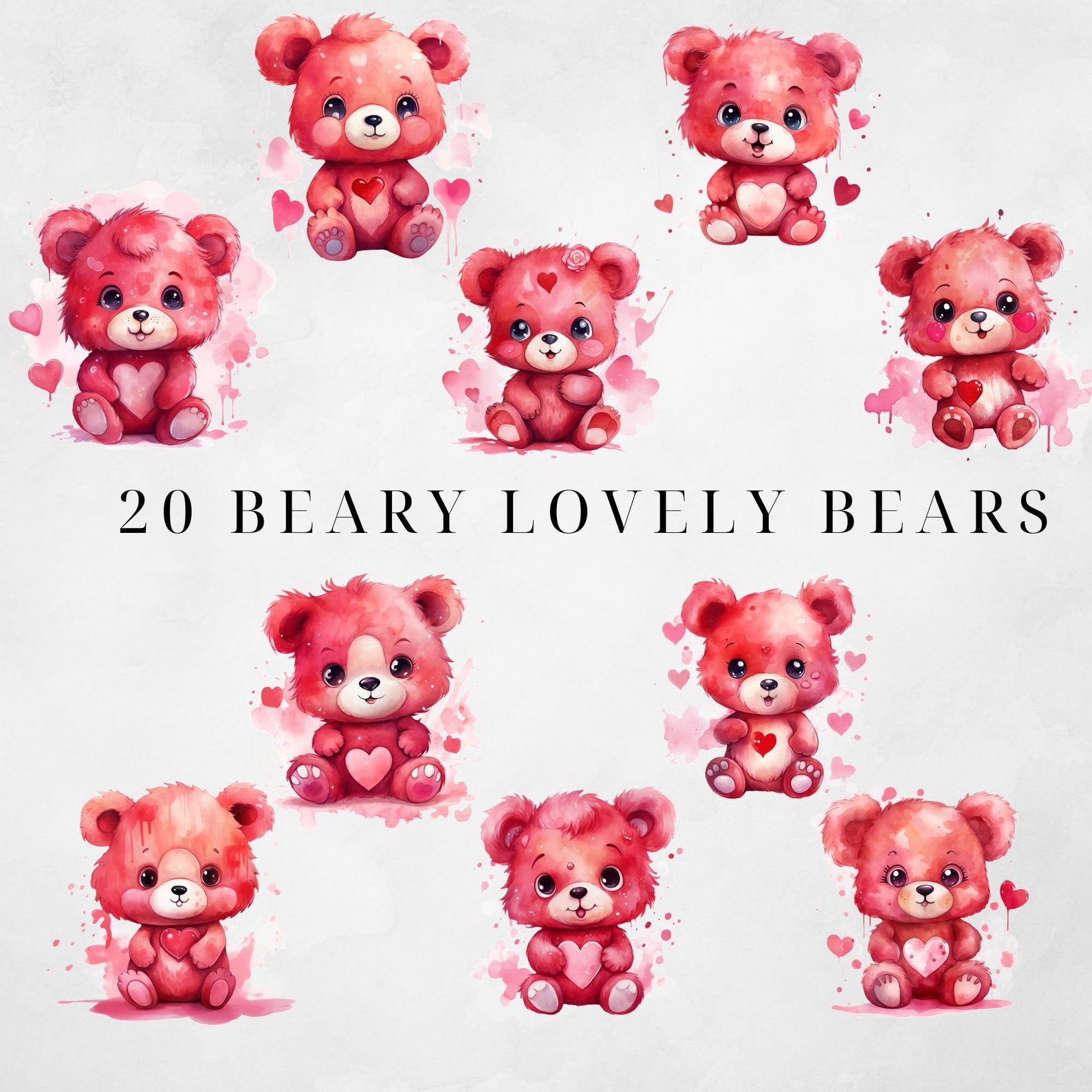 Pink Bear Watercolor Clipart: Baby Shower Graphics (PNG & JPEG) - Etsy