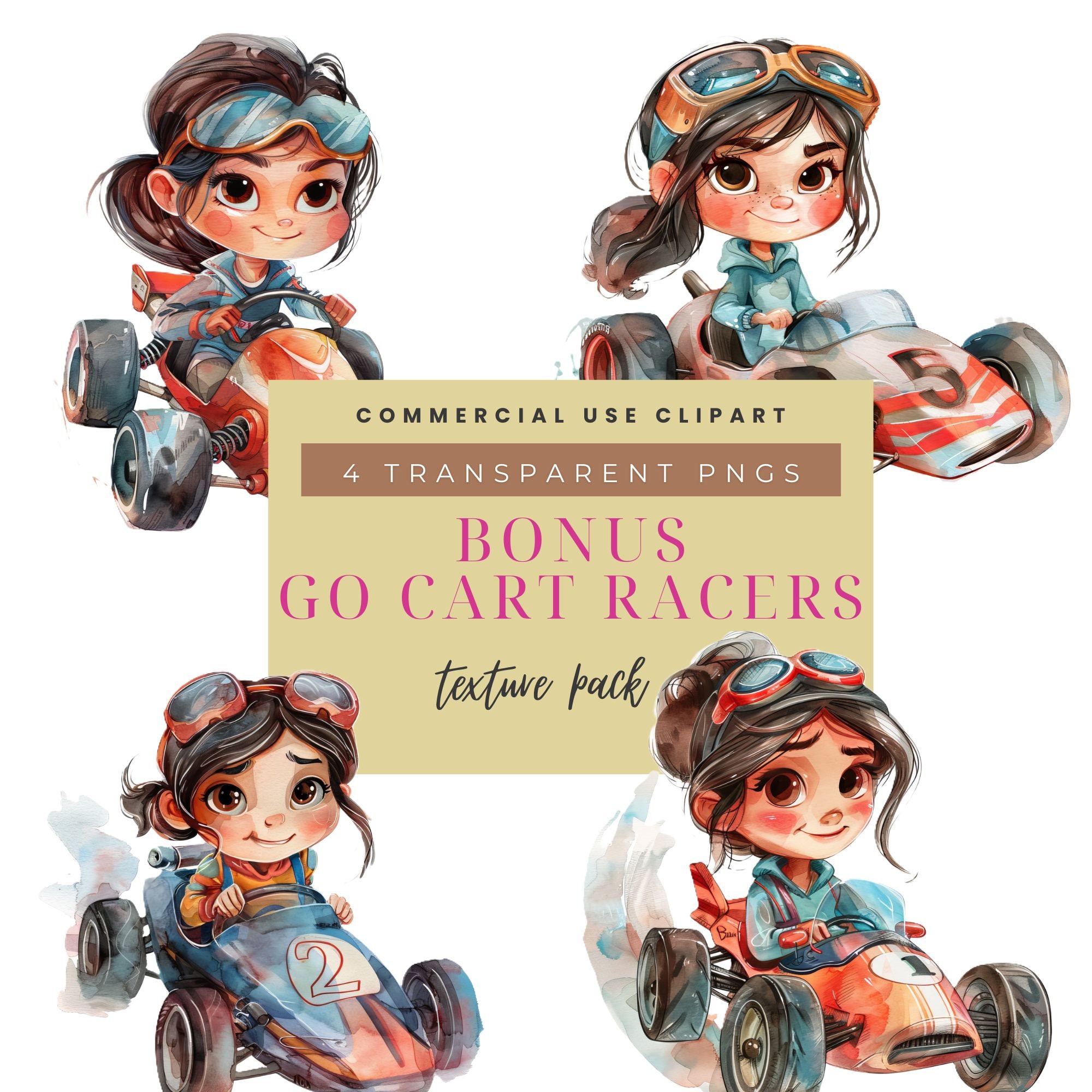 Watercolor Cute Racing Boy Clipart, Race Car Nursery Decor Sublimation ...