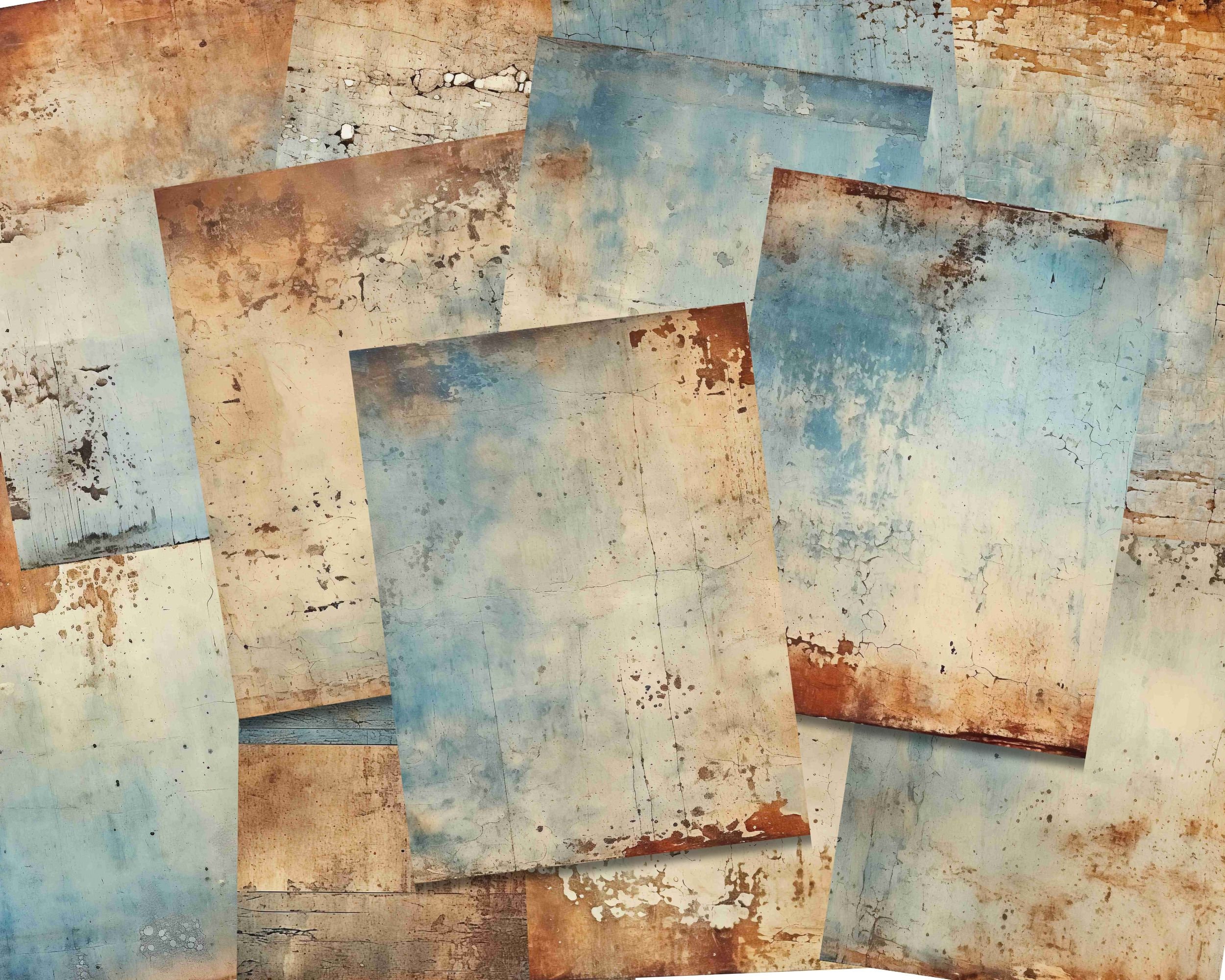Rustic Blue & Brown Digital Paper: Vintage Distressed Textures (digital ...