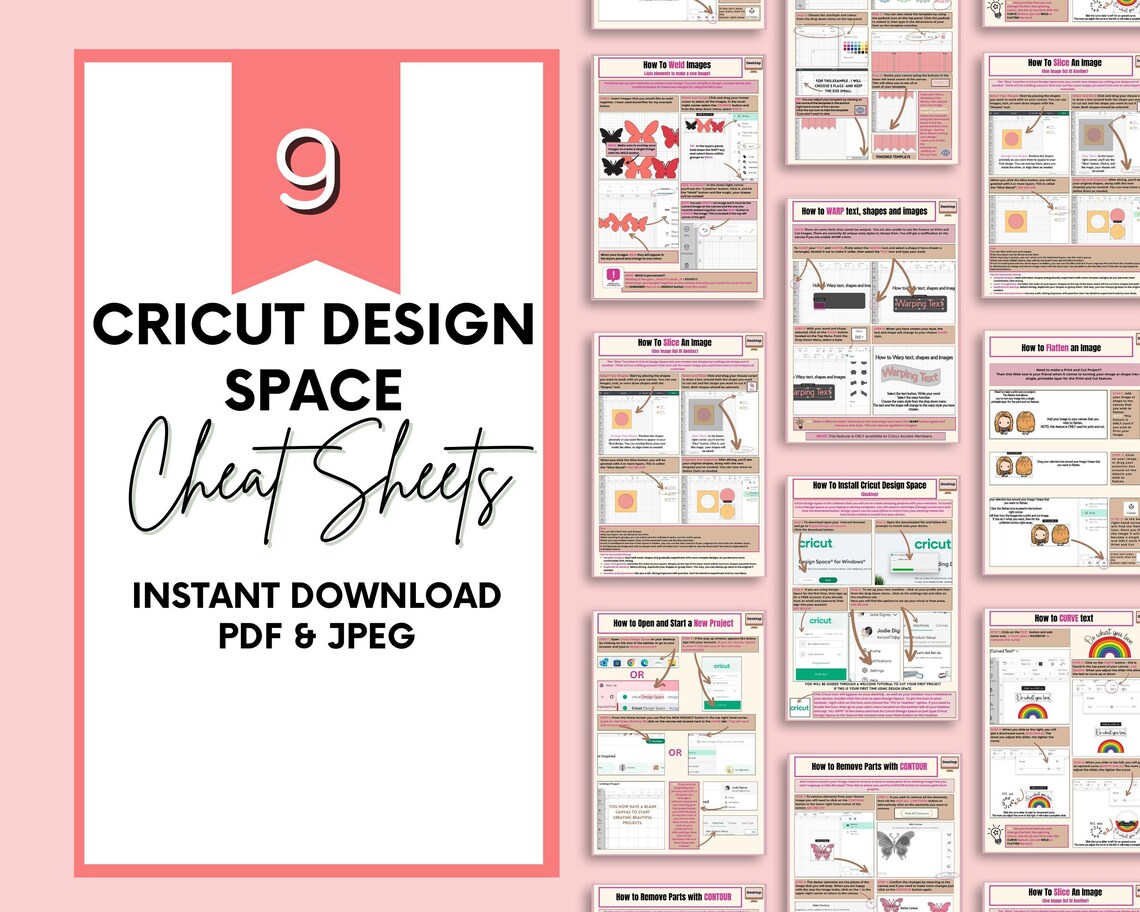 Cricut Cheat Sheets | Instant Download | Cricut Design Space | - Etsy