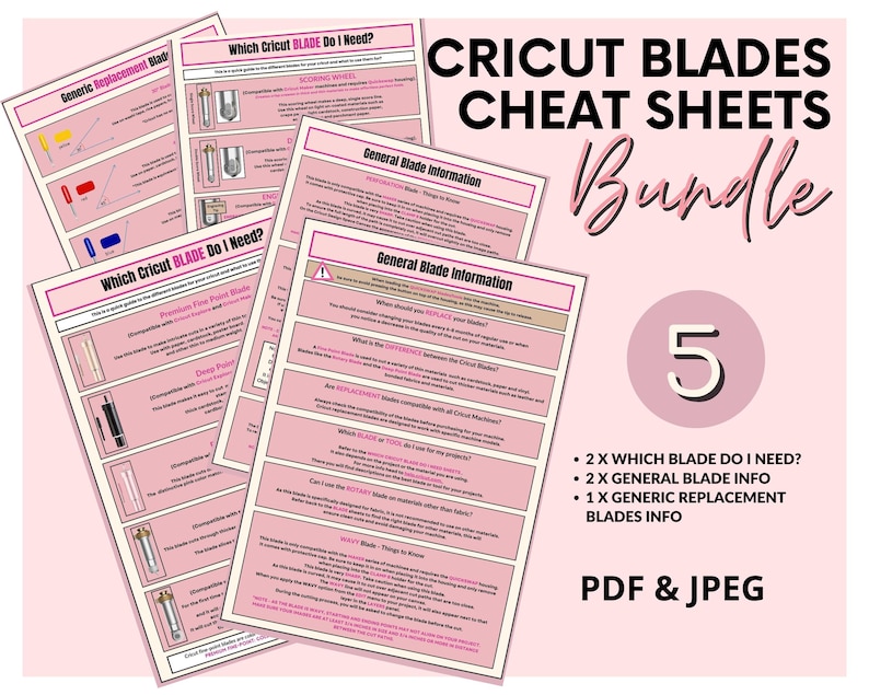 Cricut Blades Cheat Sheet Bundle: Beginner's Guide (PDF, JPEG) - Etsy