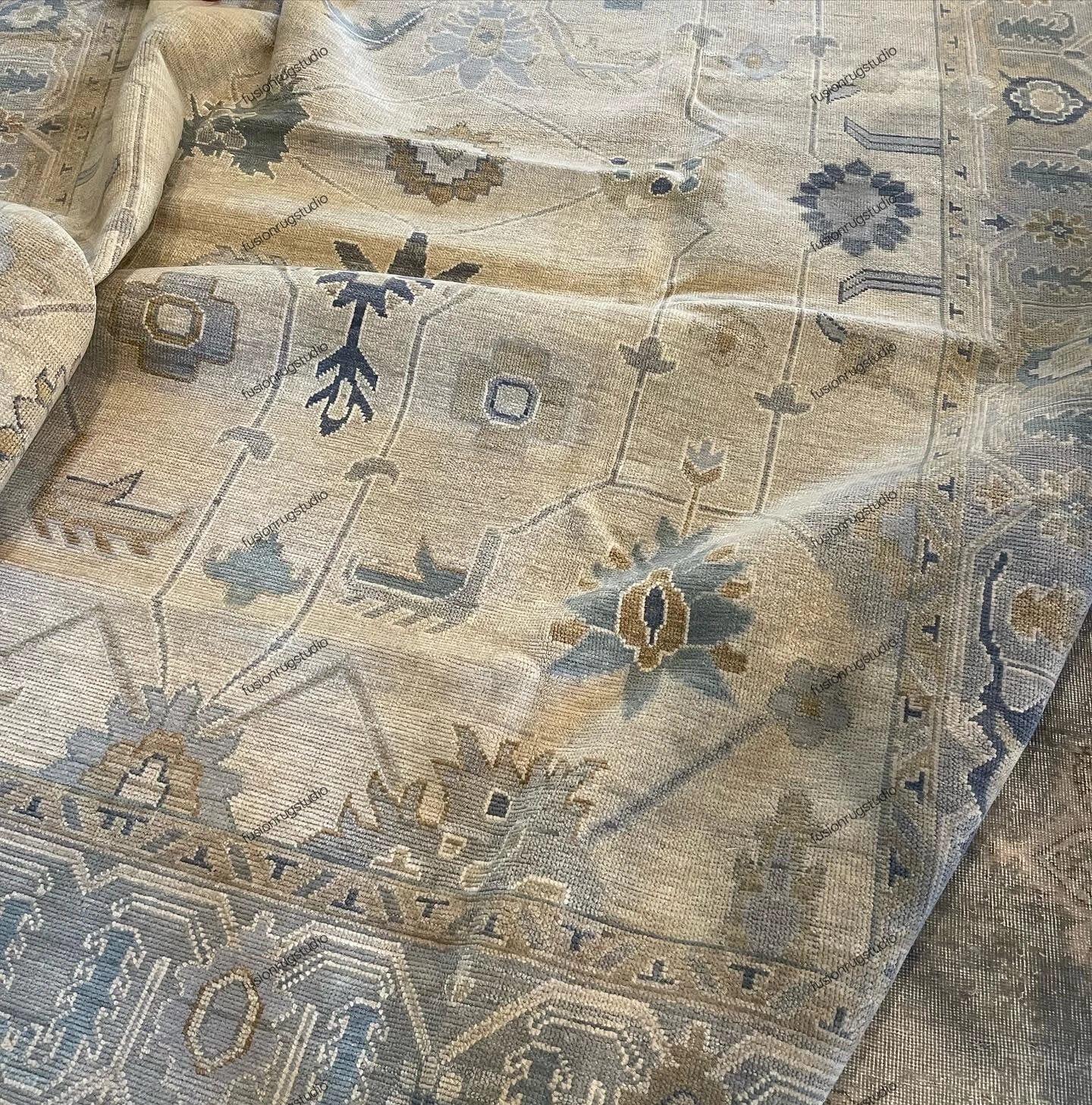 Hand Knotted Wool Rug: Muted Cream Traditional Design - Etsy