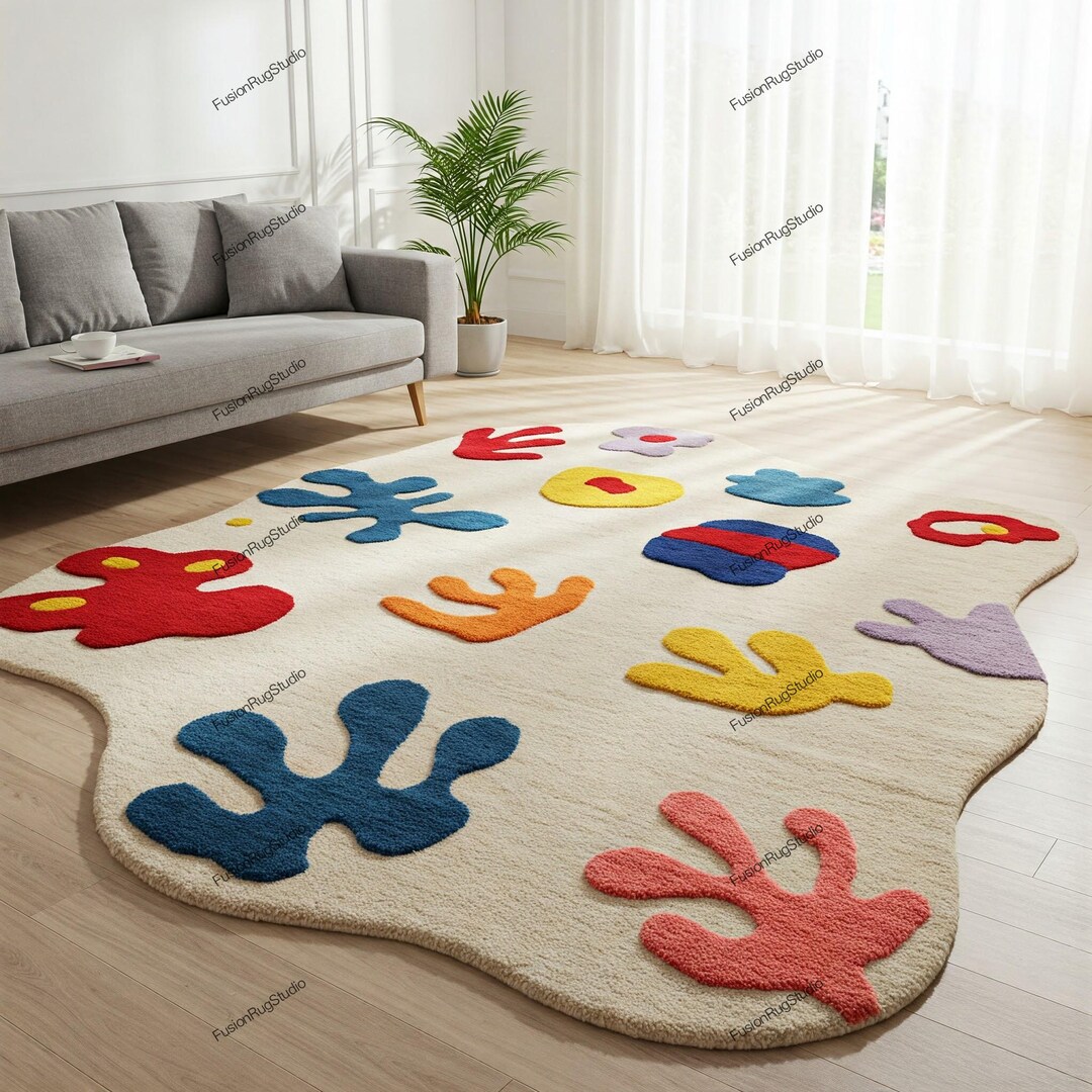 Hand-tufted Wool Rug: Colorful Abstract Design - Etsy