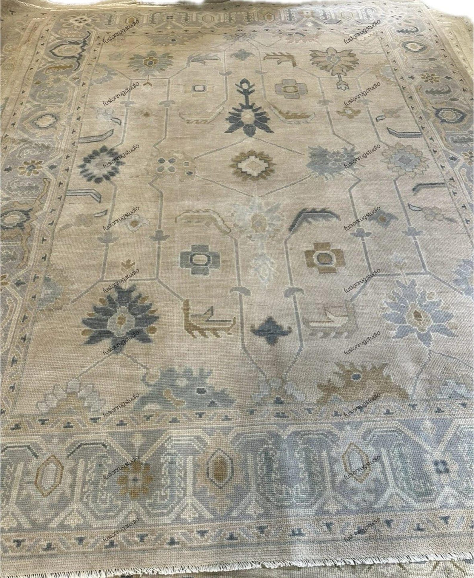 Hand Knotted Wool Rug: Muted Cream Traditional Design - Etsy