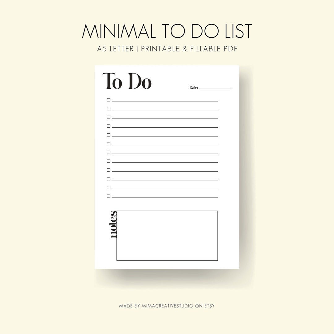 Minimal to Do List Printable Simple Tasks List Template - Etsy