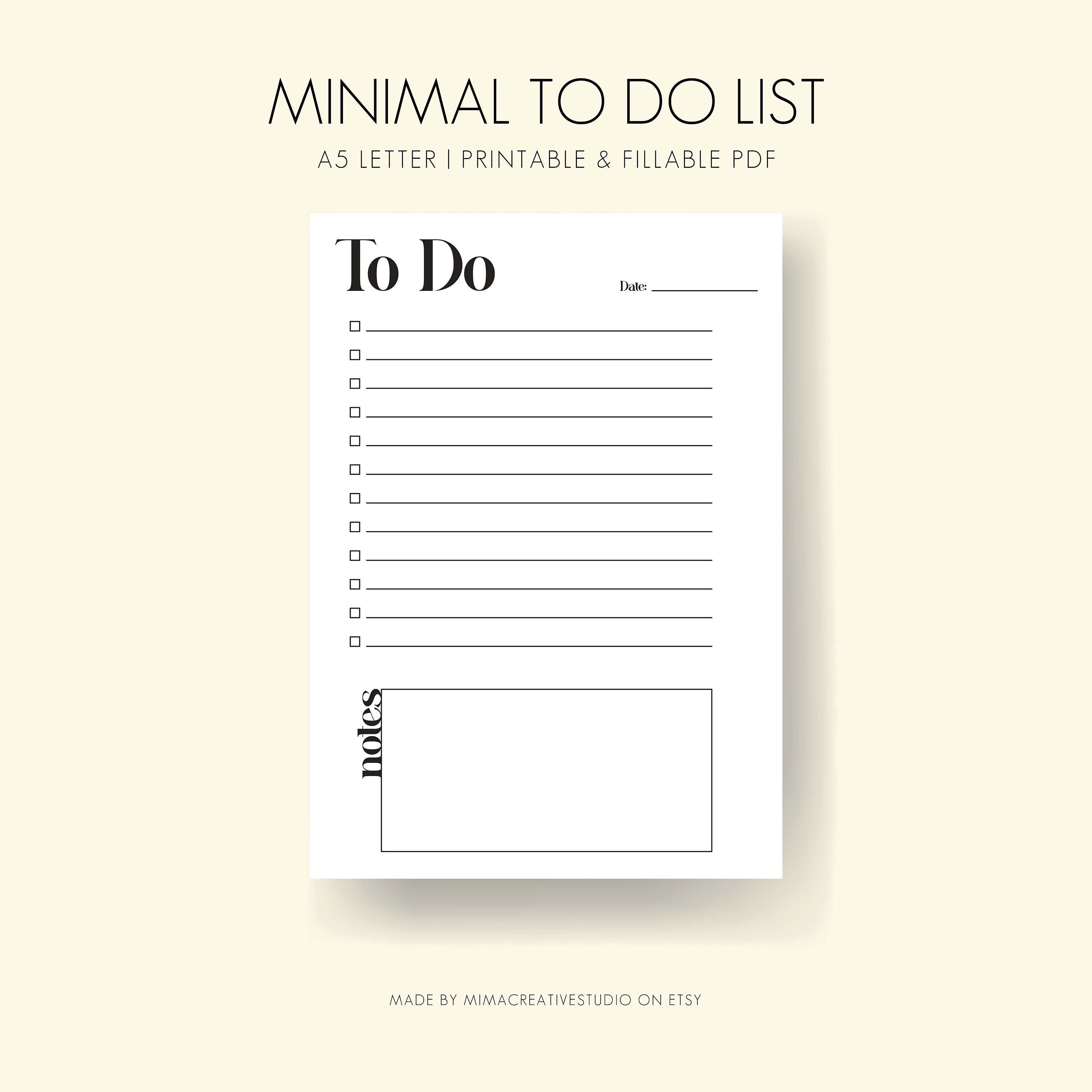 Minimal to Do List Printable Simple Tasks List Template - Etsy