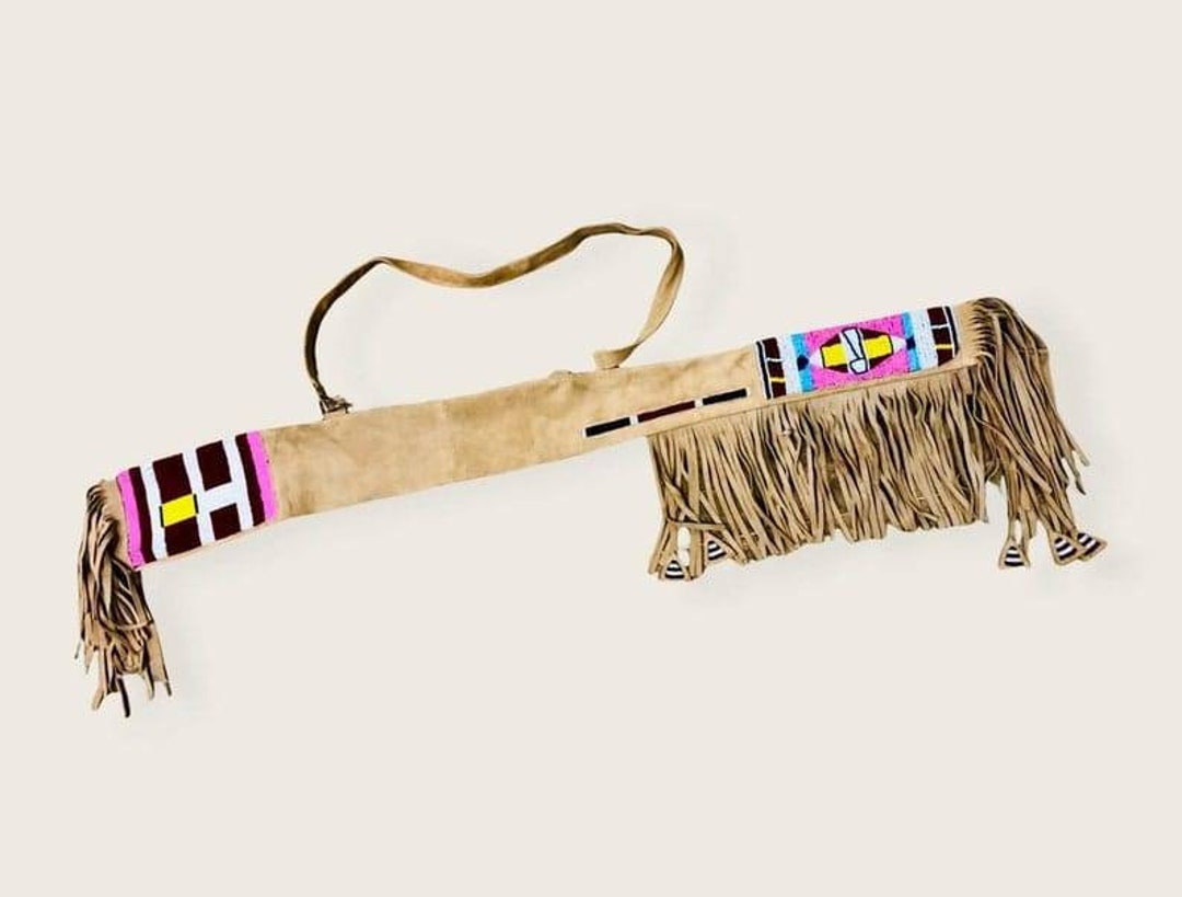 Native American Red Indian Beaded Rifle Scabbard Style Suede Leather ...