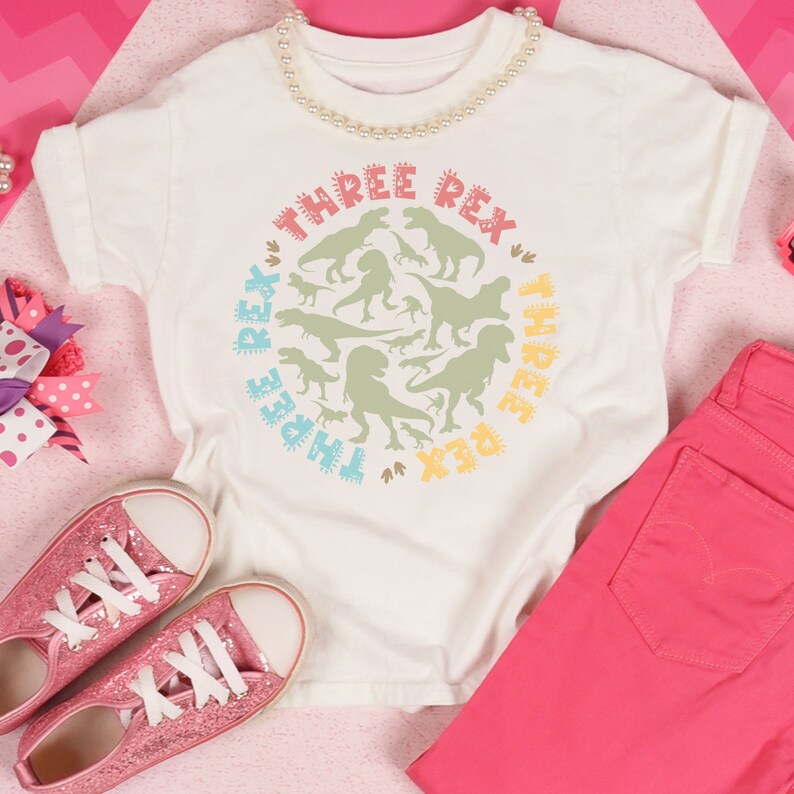 Girls Dinosaur Birthday Tee, Three Rex Tshirt, 3rex Birthday Shirt, 3rd ...