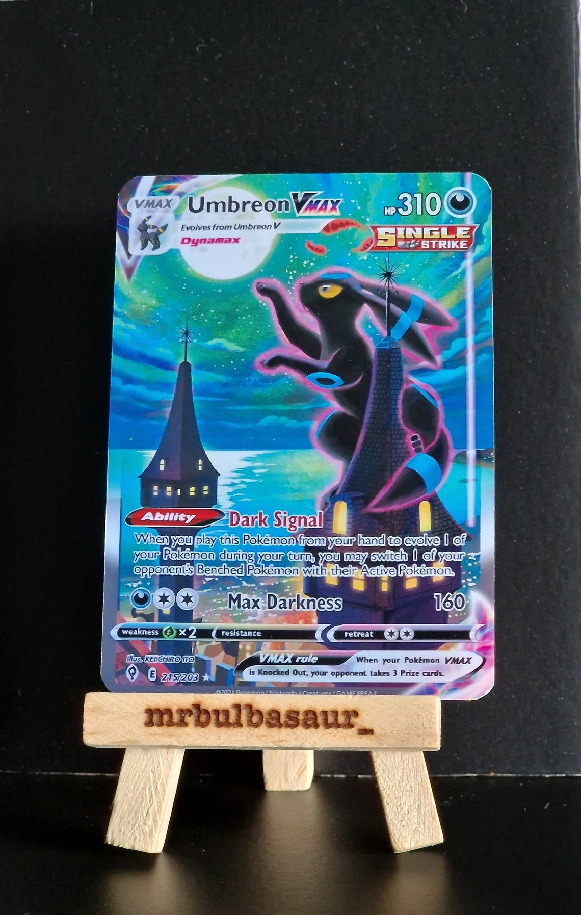 Umbreon Alt Art SHINY EDIT PROXY Custom Card Evolving Skies - Etsy