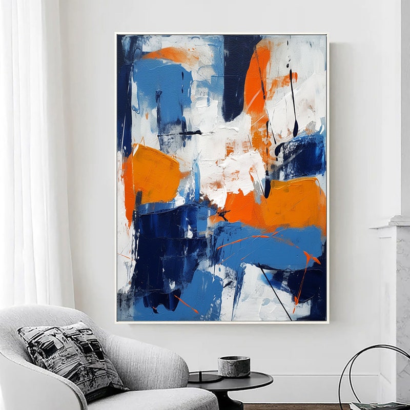 Blue Orange Abstract - Etsy