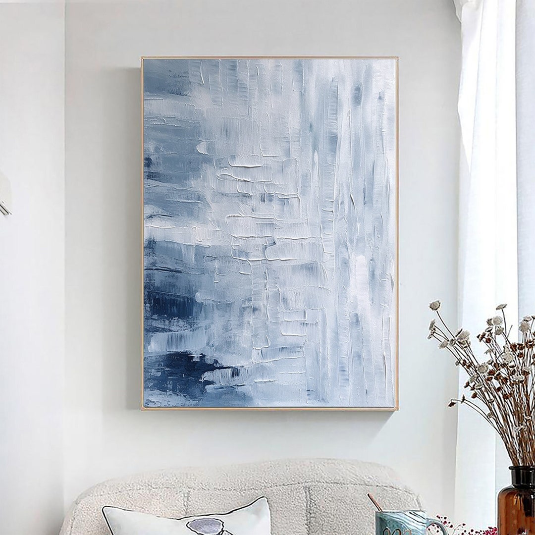 Blue Minimalist Oil Painting,blue Wall Painting,original Minimalist ...