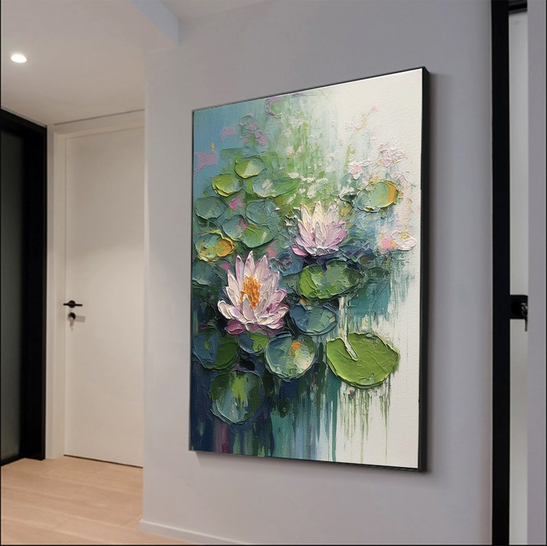 Abstract Lotus Oil Painting,lotus Pond Oil Painting, Lotus Painting ...