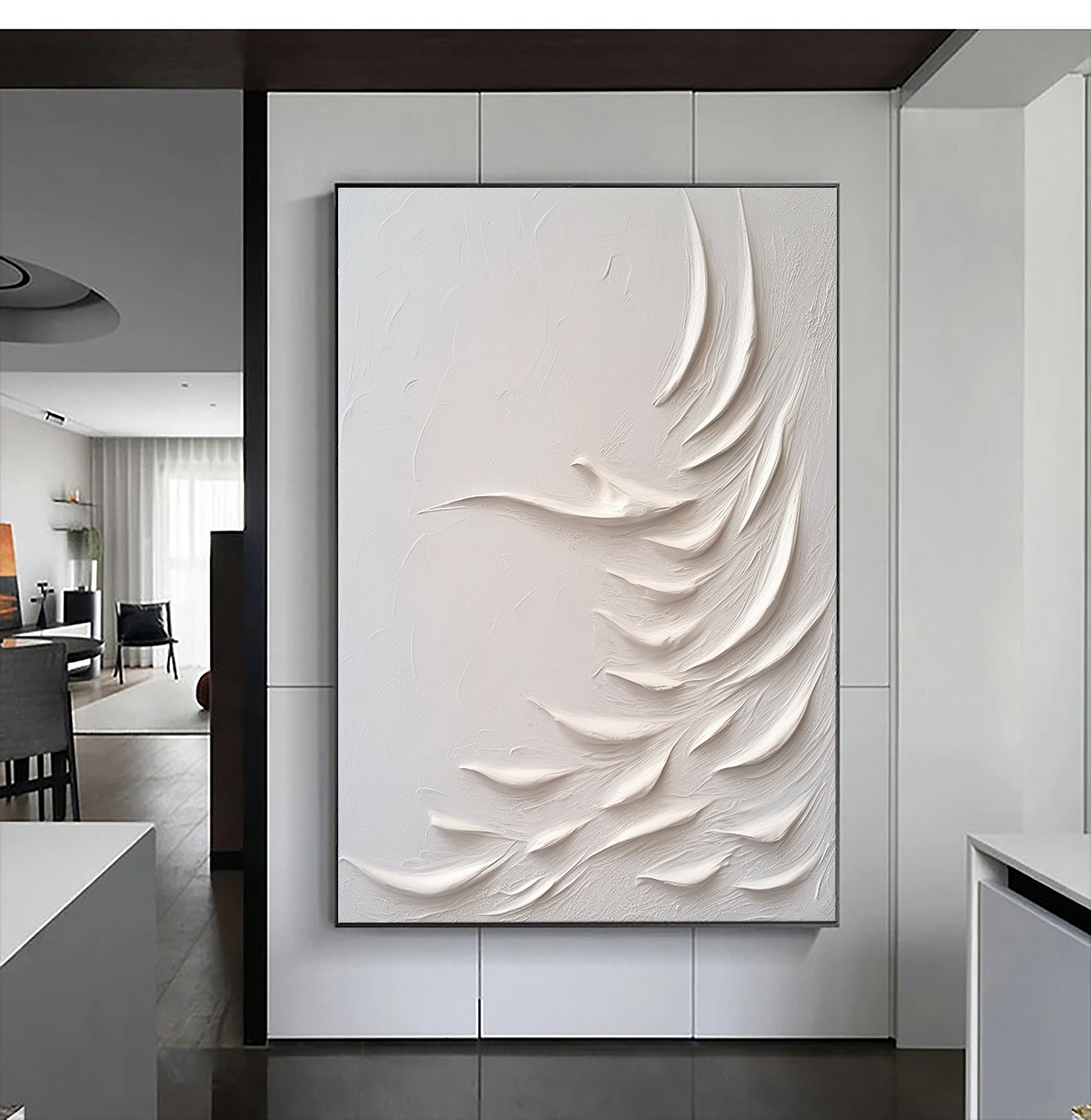Large White Abstract Painting,white 3D Texture Painting,white Abstract ...