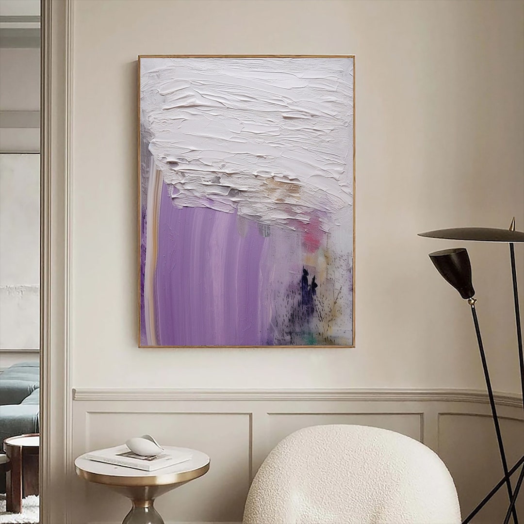 Large Abstract Purple Oil Painting on Canvas,minimalist Purple Wall Art ...