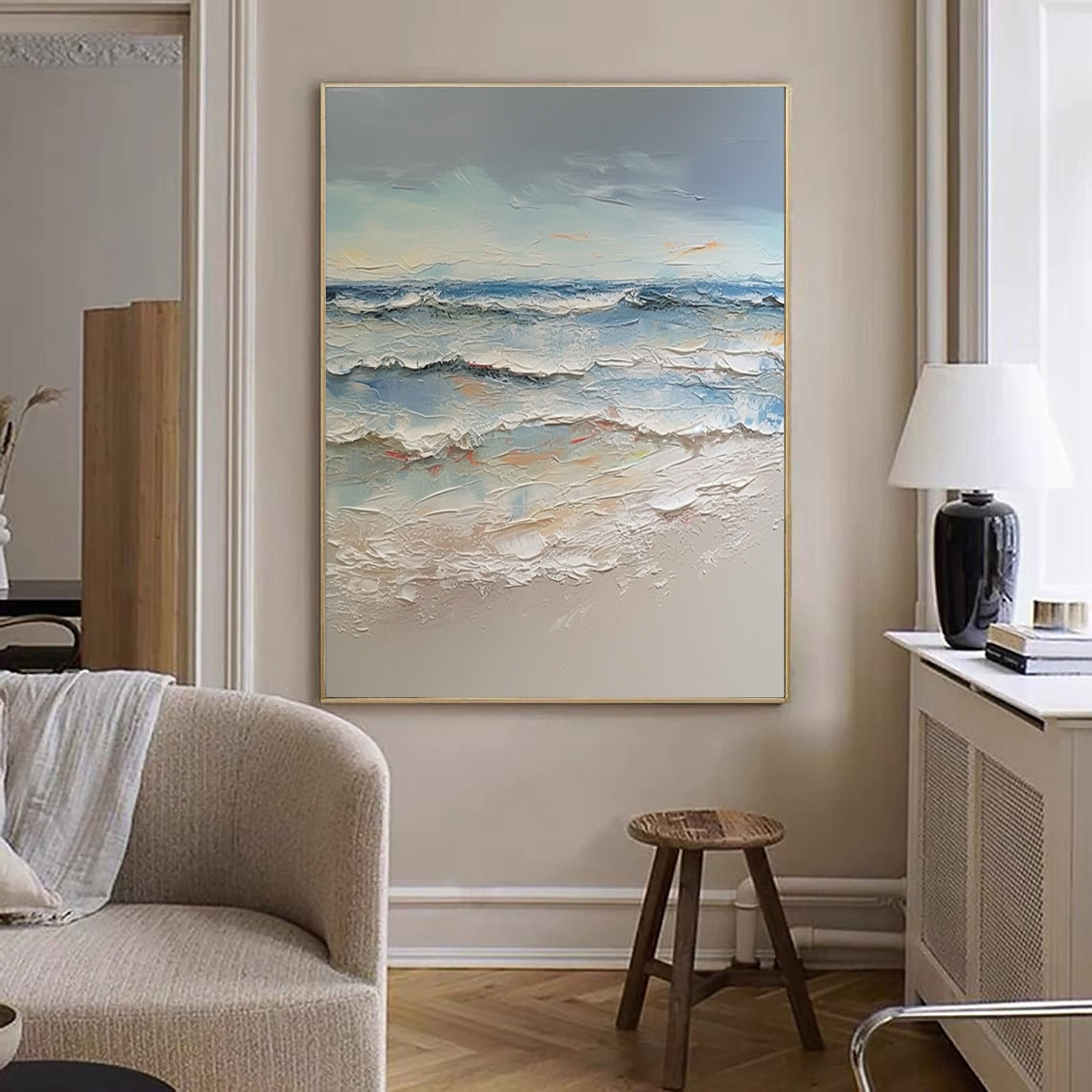 Abstract Original Beach Oil Painting on Canvas,large Wall Art,textured ...