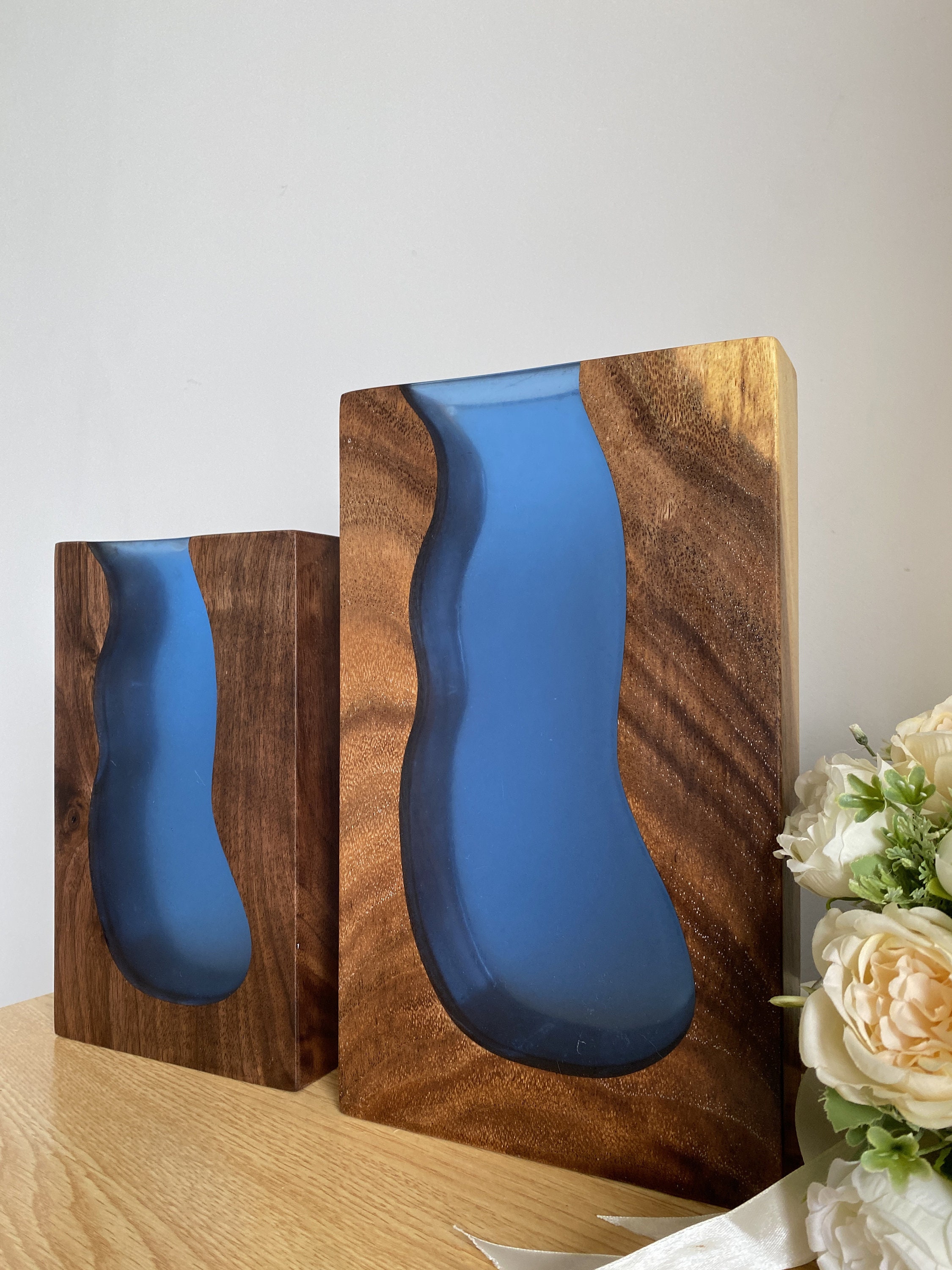 Handmade Minimalist Resin and Wood Vase Set Indoor Wood Epoxy - Etsy