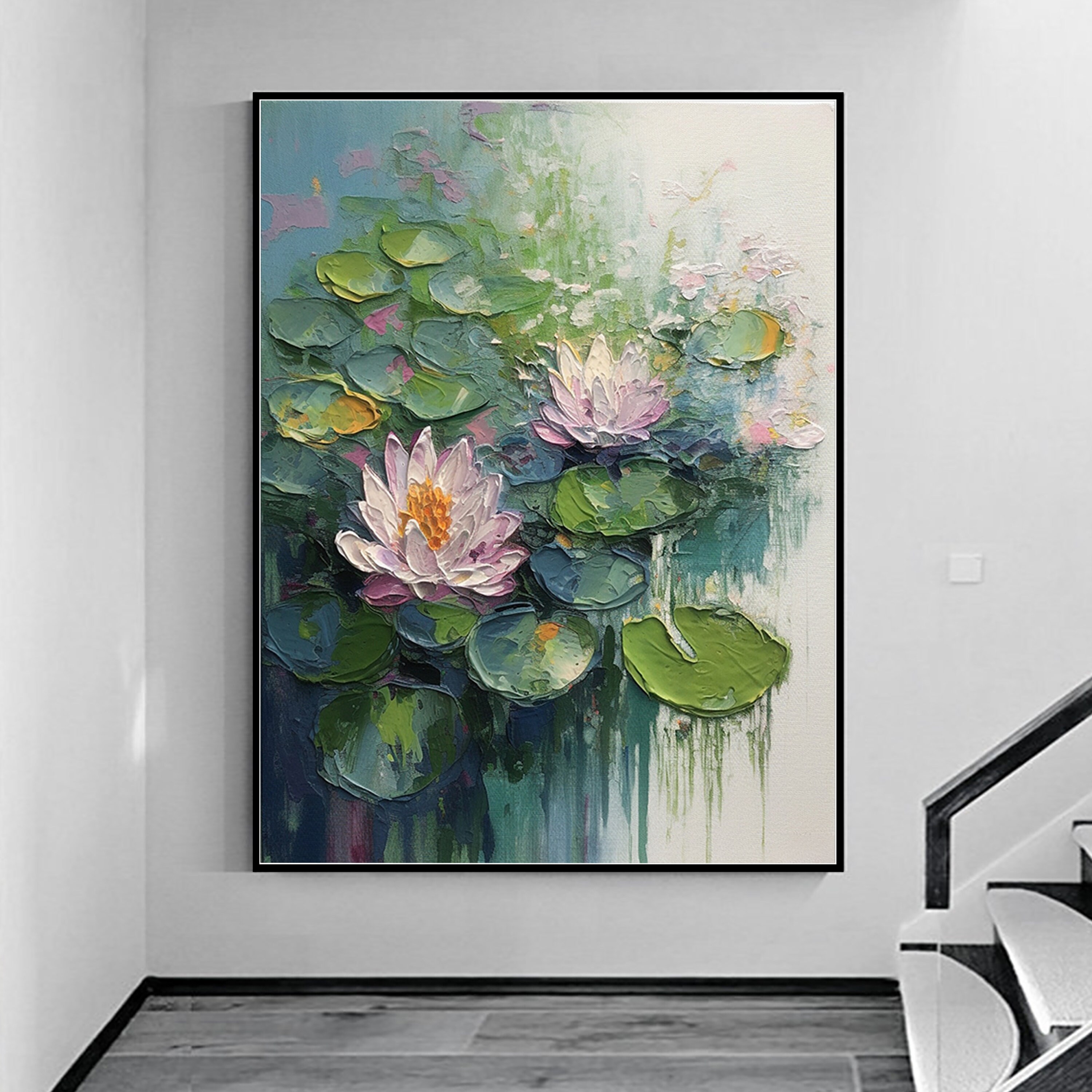 Abstract Lotus Oil Painting,lotus Pond Oil Painting, Lotus Painting ...