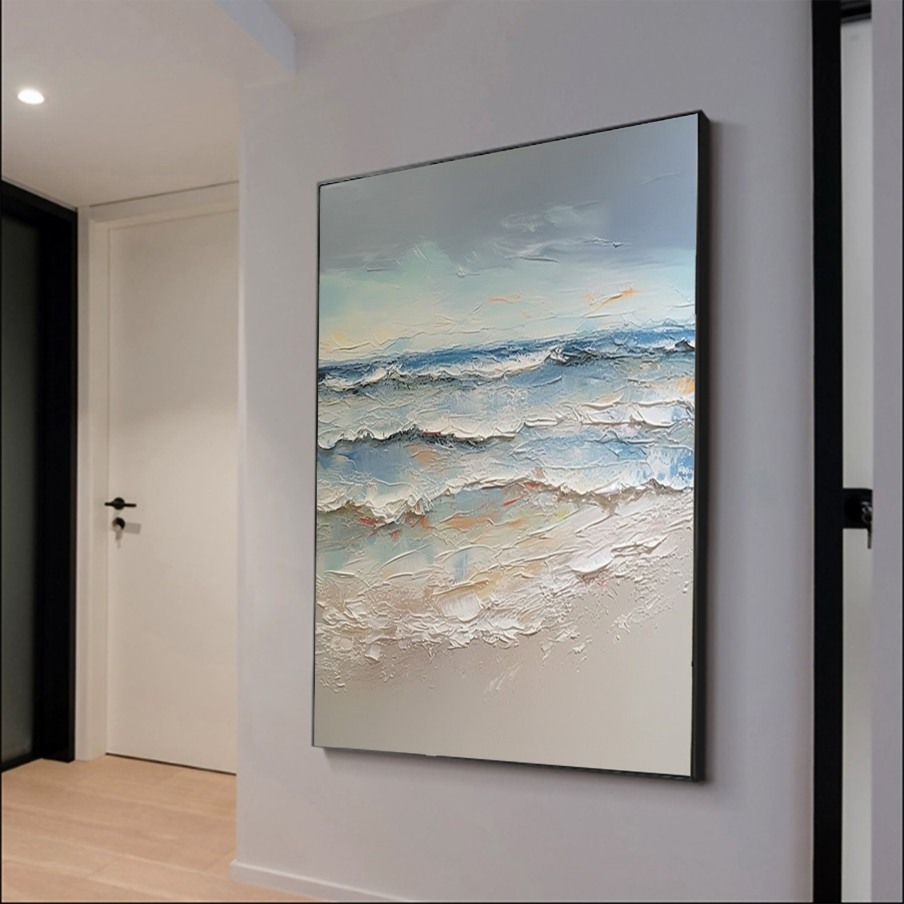 Abstract Original Beach Oil Painting on Canvas,large Wall Art,textured ...