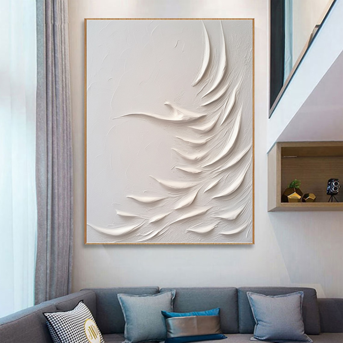 Large White Abstract Painting,white 3D Texture Painting,white Abstract ...