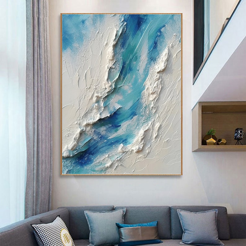 Large Seascape Wall Art,3d Textured Wall Art,3d Ocean Hand Textured ...