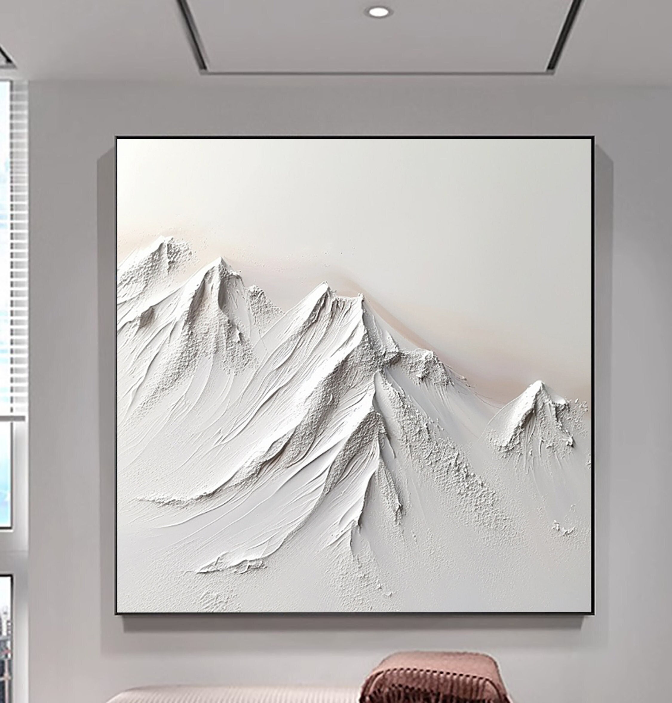 Original 3D White Mountain Painting on Canvas,white Wall Art,white 3D ...