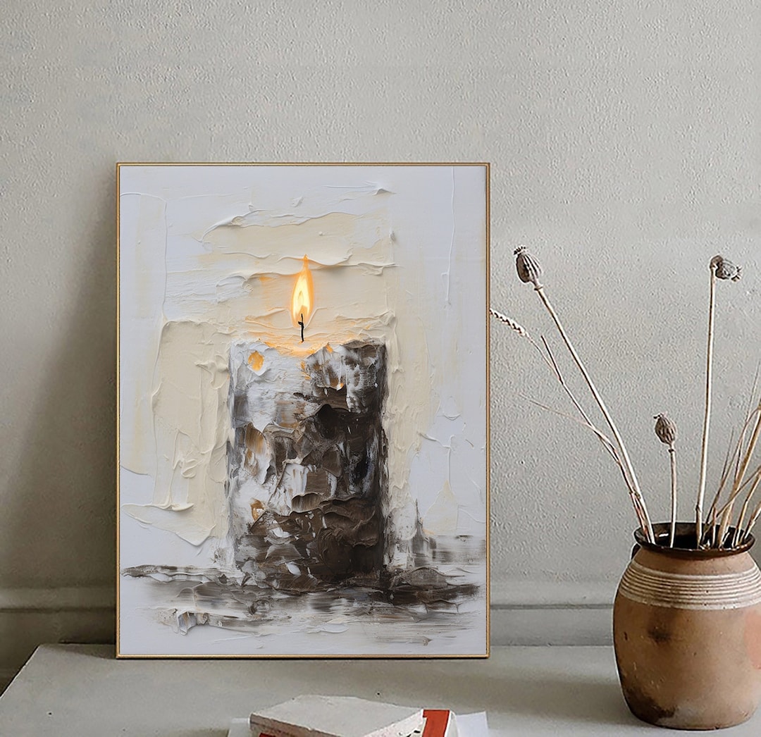 Burning Candle Painting,candle Original Oil Painting,handmade Still ...