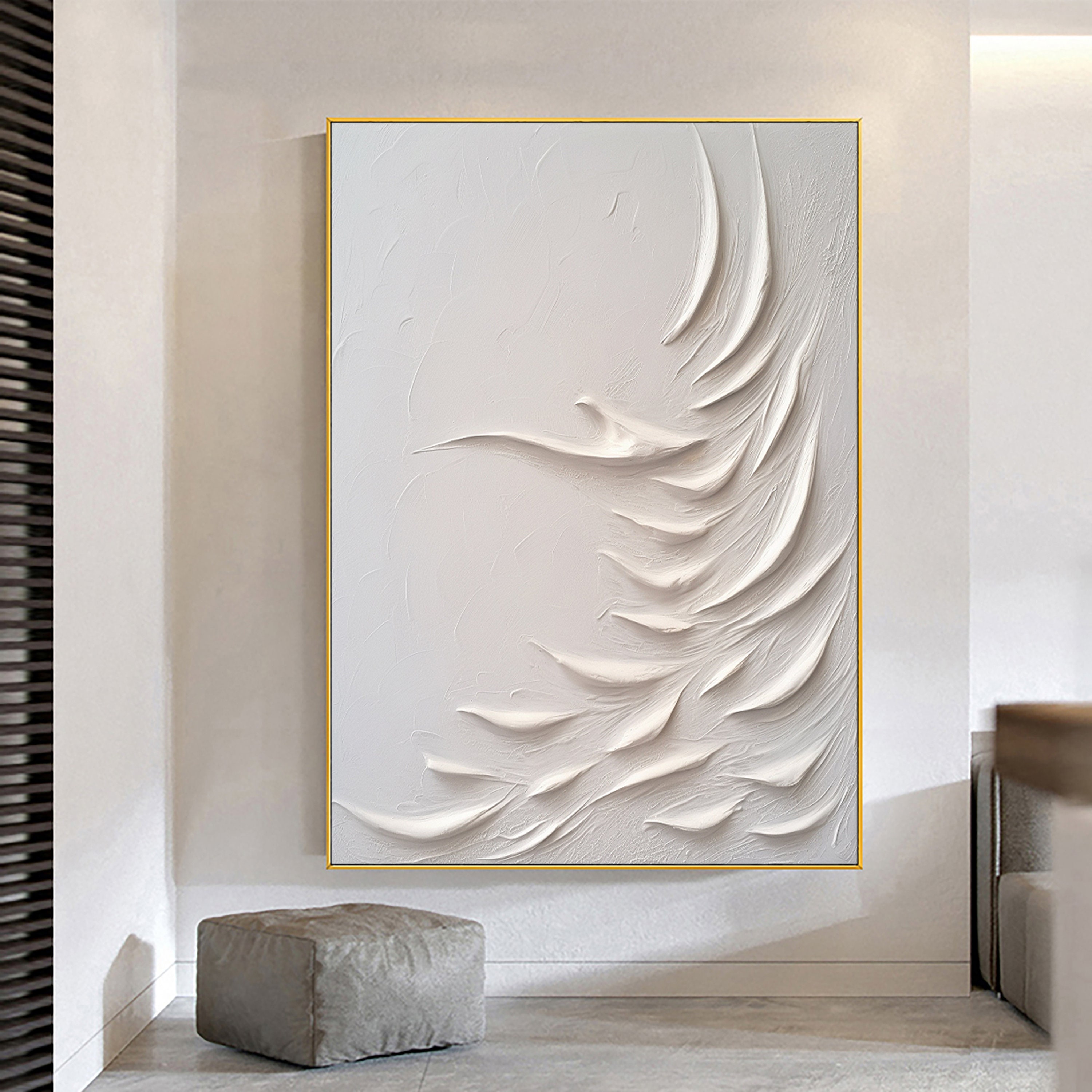 Large White Abstract Painting,white 3D Texture Painting,white Abstract ...