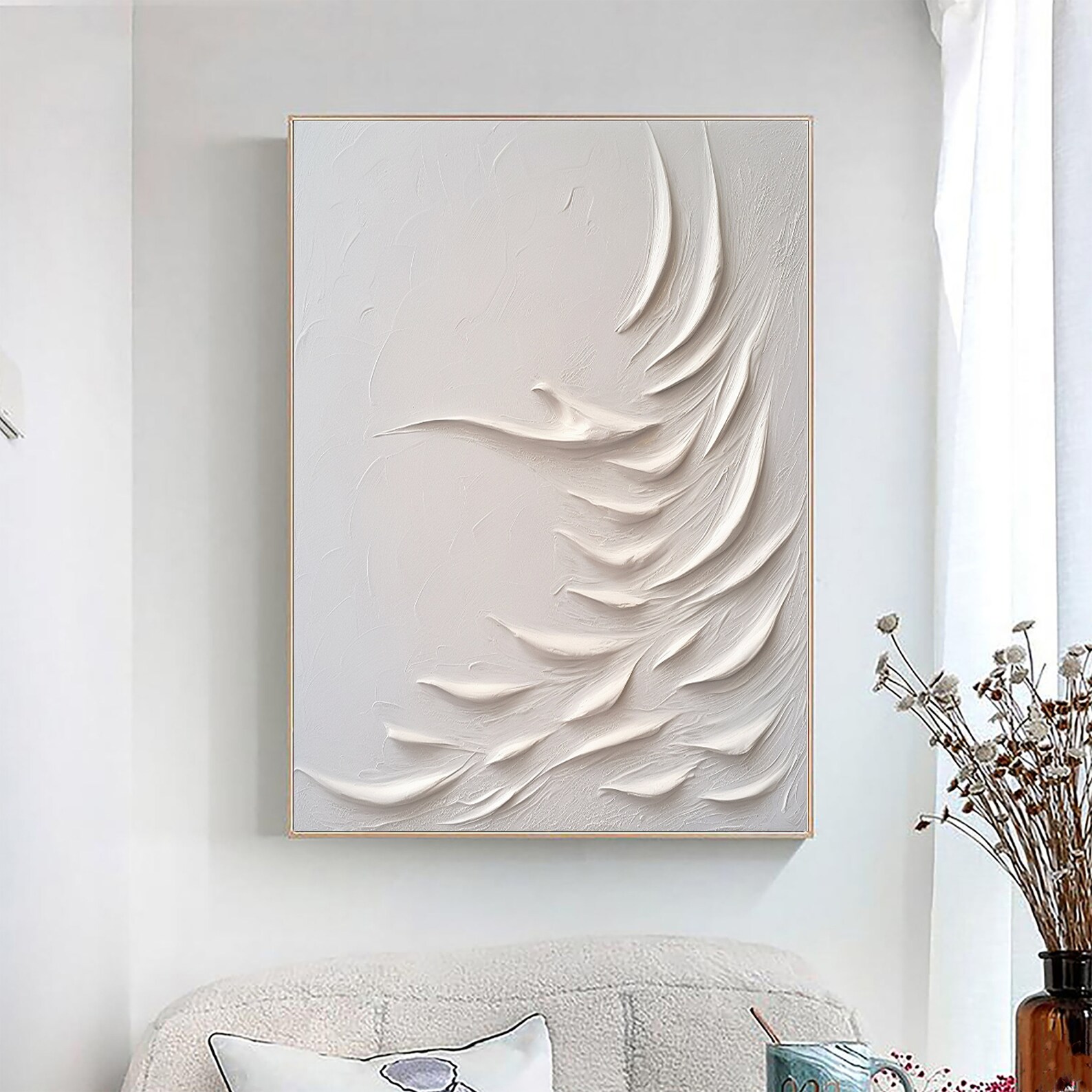 Large White Abstract Painting,white 3D Texture Painting,white Abstract ...